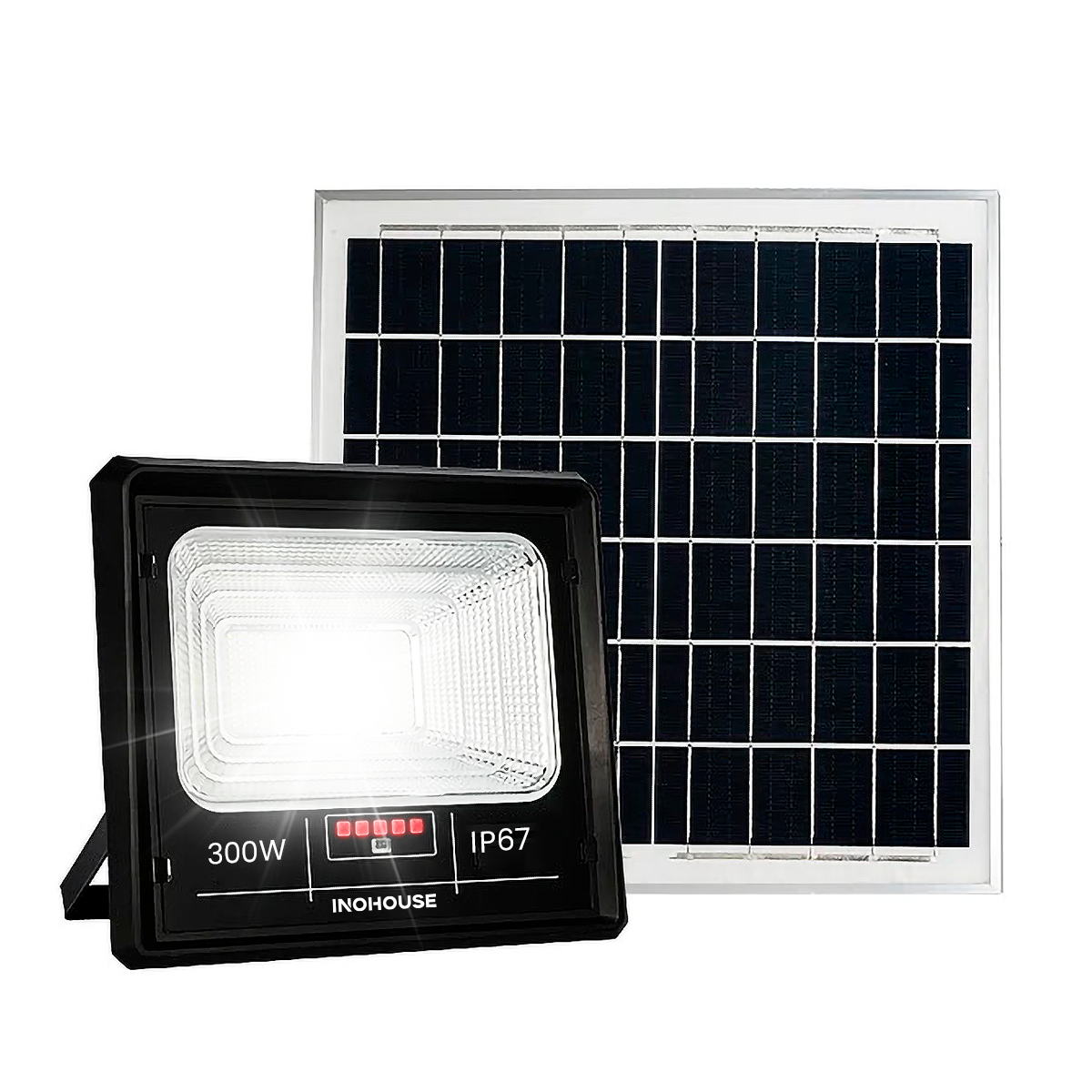 Holofote Solar Refletor 300w Prova D'água Kit Completo IP67 - Inohouse